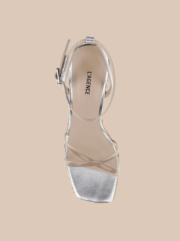L'Agence Malone Wedge Espadrille - Silver Leather