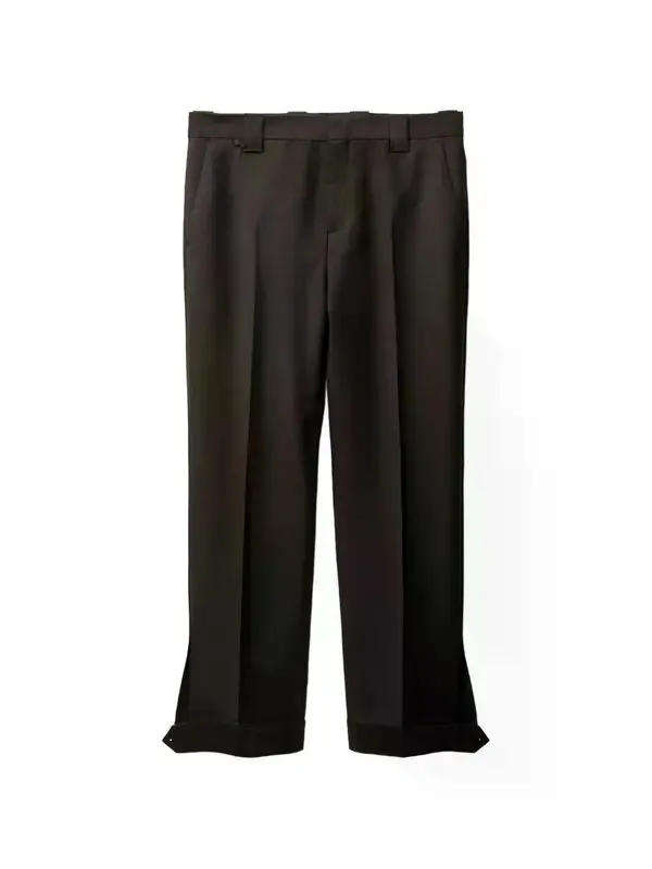 Versace Wool-mohair Regular Formal Trousers With Medusa Hardware - Brown