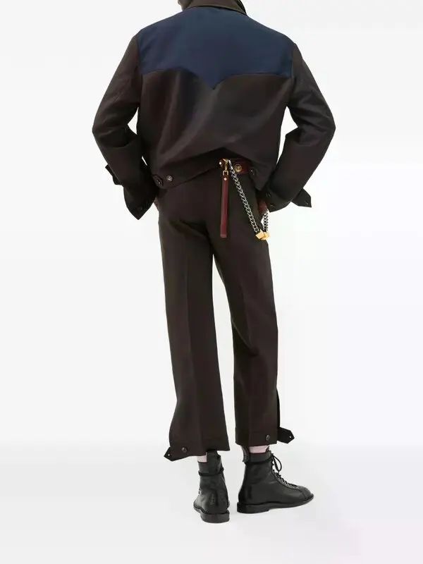 Versace Wool-mohair Regular Formal Trousers With Medusa Hardware - Brown