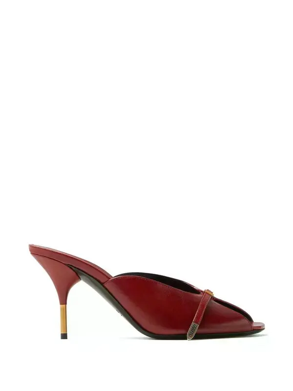 Versace Nyx Leather Mules With Engraved Logo Detail - Red