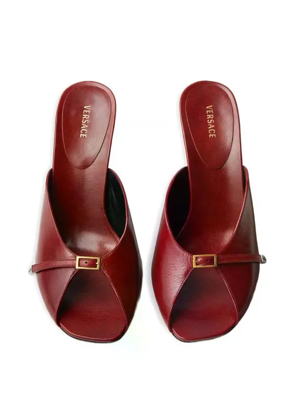 Versace Nyx Leather Mules With Engraved Logo Detail - Red
