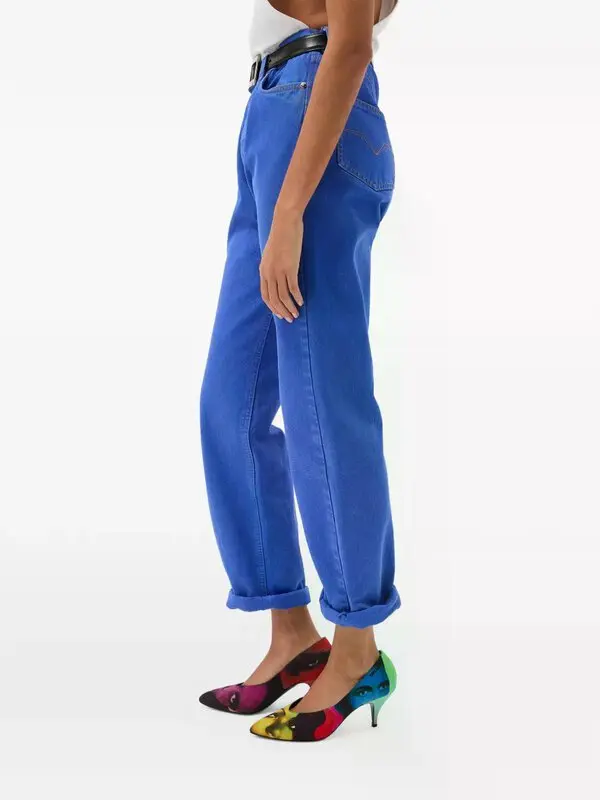 Versace Medusa Logo Straight Leg Jeans - Blue