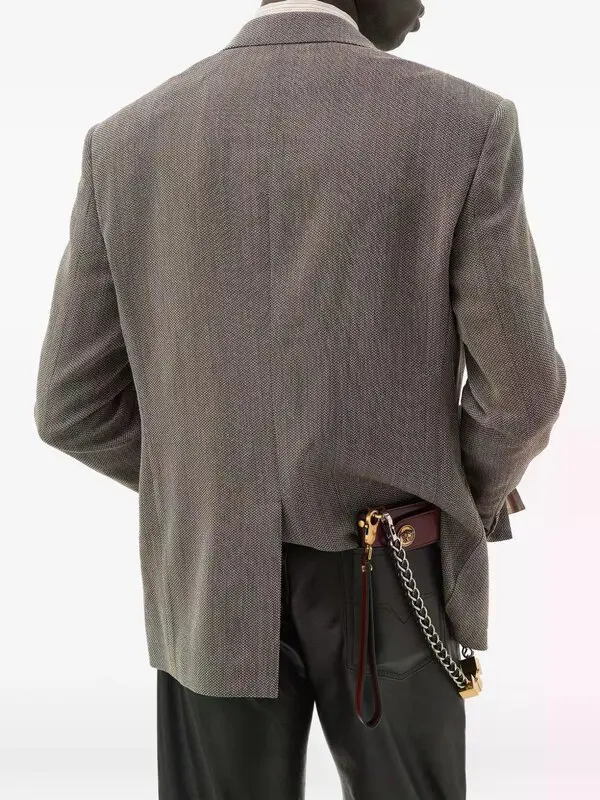 Versace Herringbone Wool Crêpe Blazer
