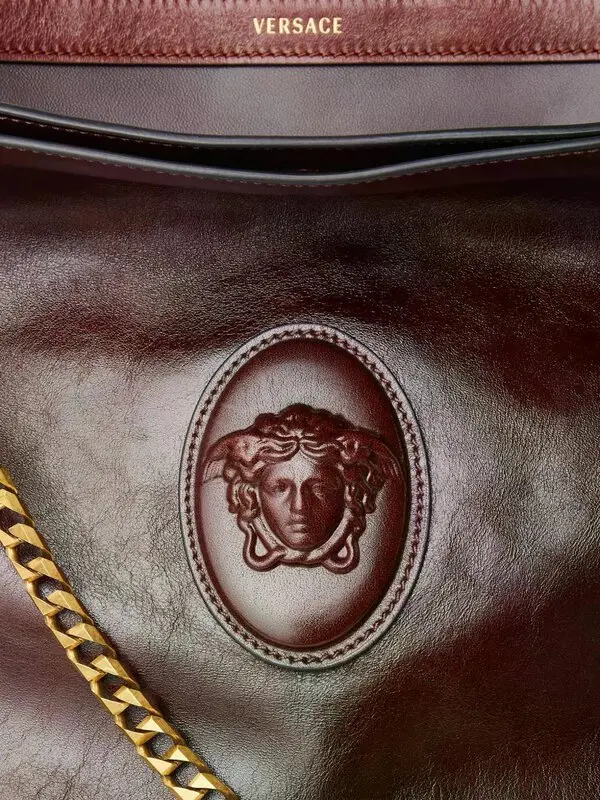Versace Cabine Leather Shoulder Bag - Brown