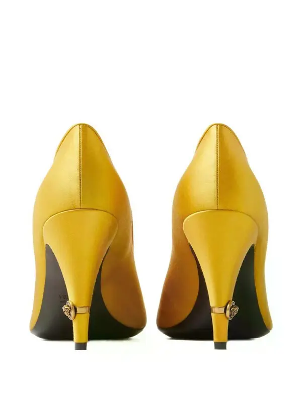 Versace Satin Pointed-toe Pumps 90mm - Yellow