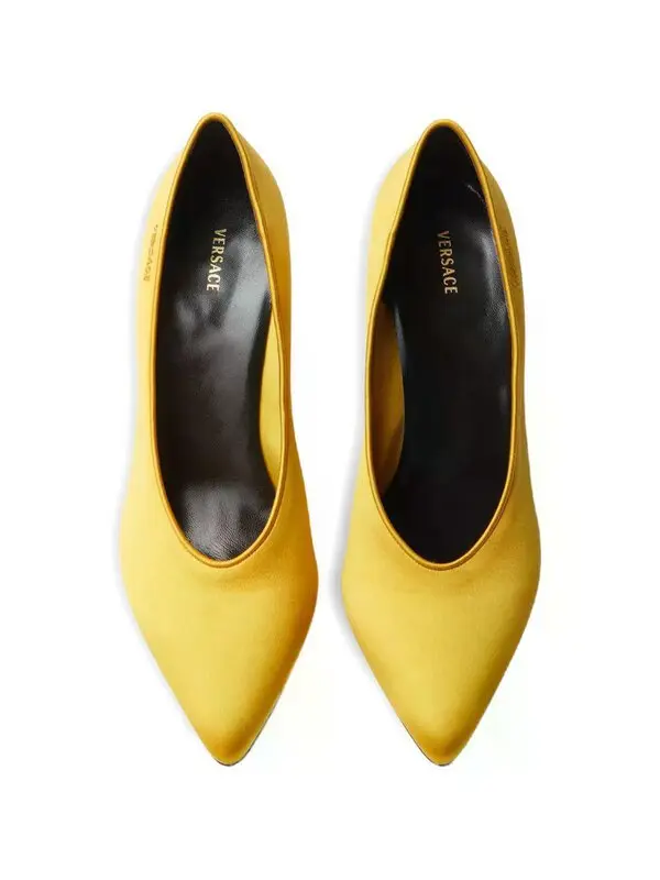 Versace Satin Pointed-toe Pumps 90mm - Yellow