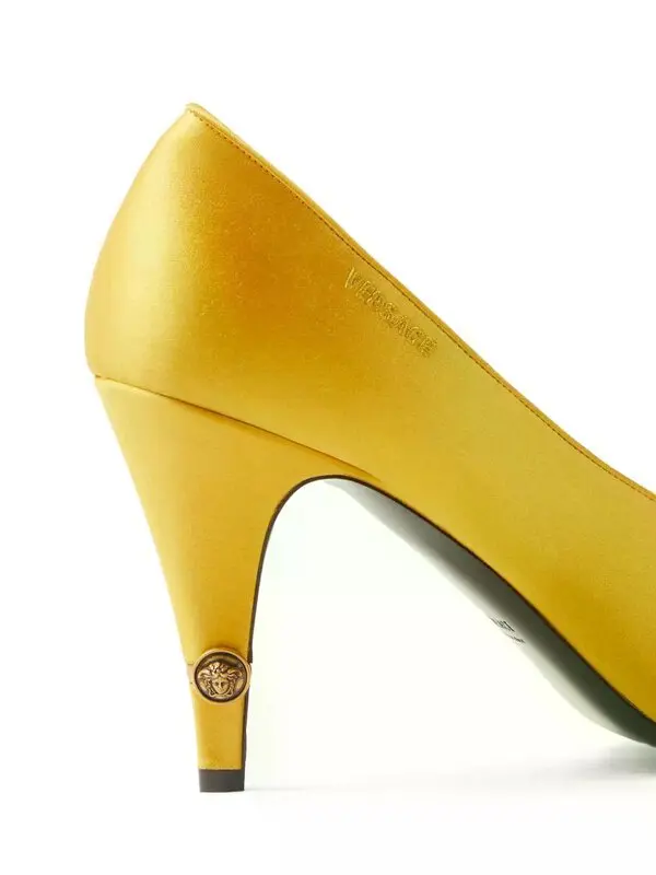 Versace Satin Pointed-toe Pumps 90mm - Yellow