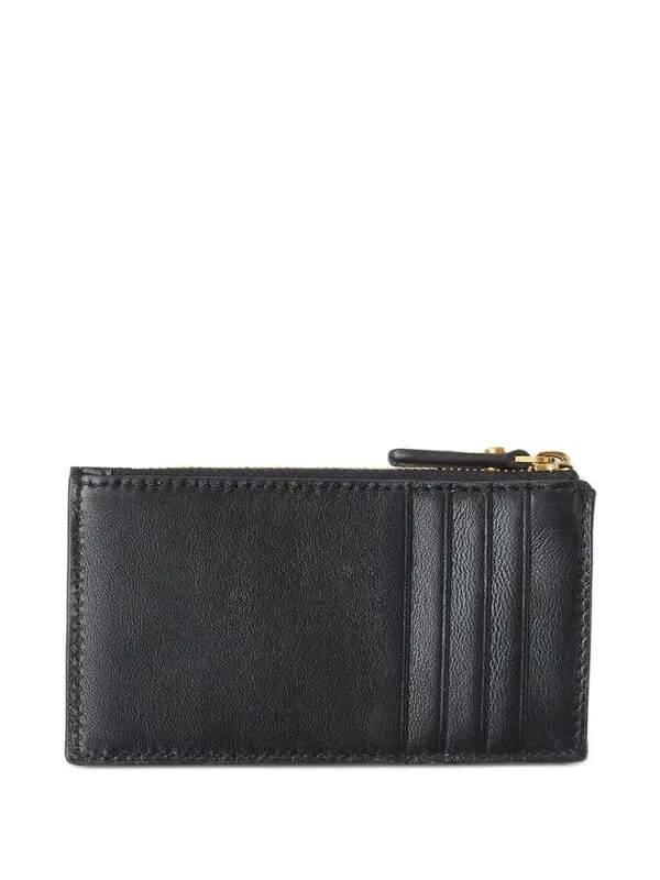 Versace Emblème Leather Zip Card Holder - Black