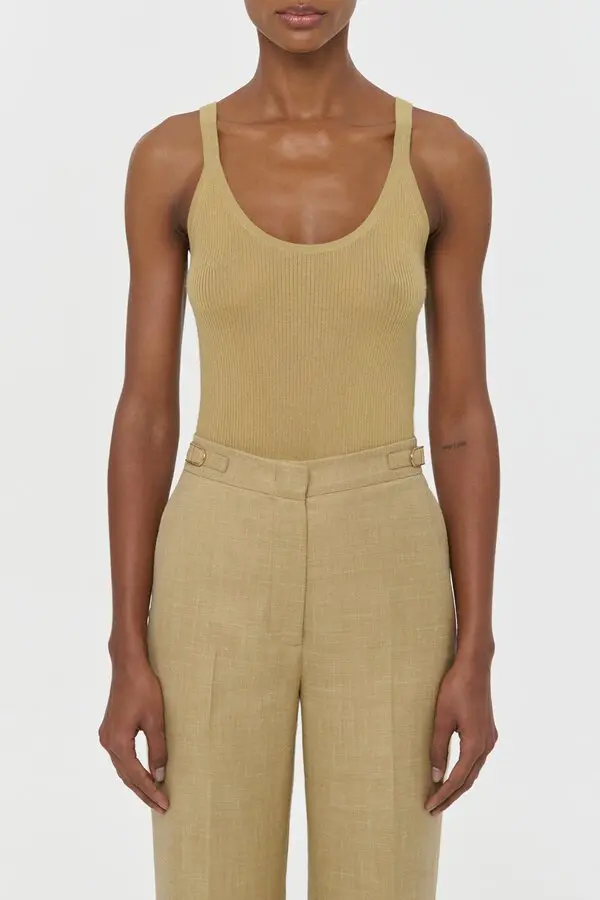 Gabriela Hearst Cinxia Knit Tank Top In Cashmere Silk - Hay