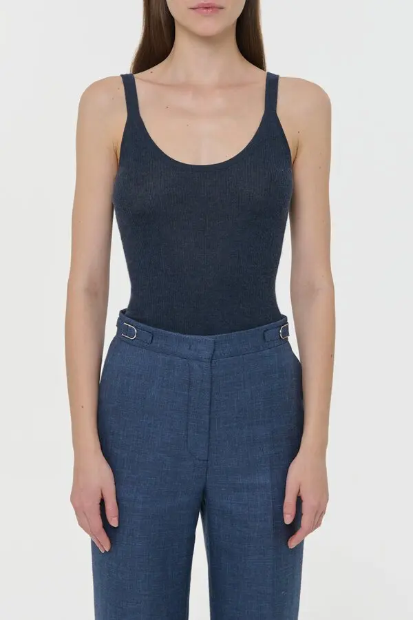 Gabriela Hearst Cinxia Knit Tank Top In Cashmere Silk - Denim