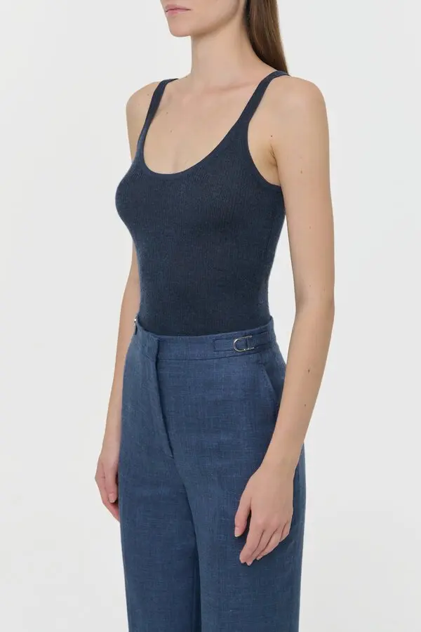 Gabriela Hearst Cinxia Knit Tank Top In Cashmere Silk - Denim
