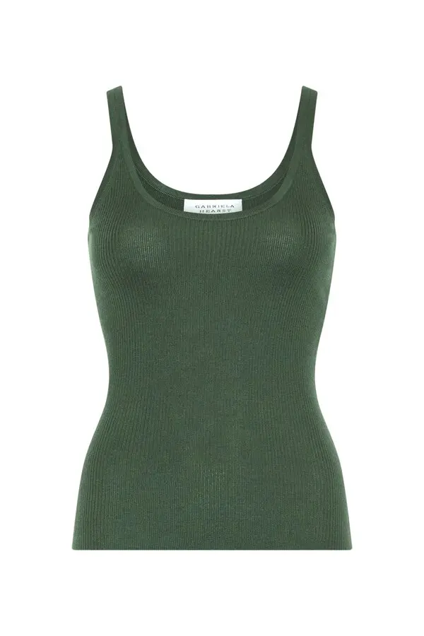 Gabriela Hearst Cinxia Knit Tank Top In Cashmere Silk - Olive