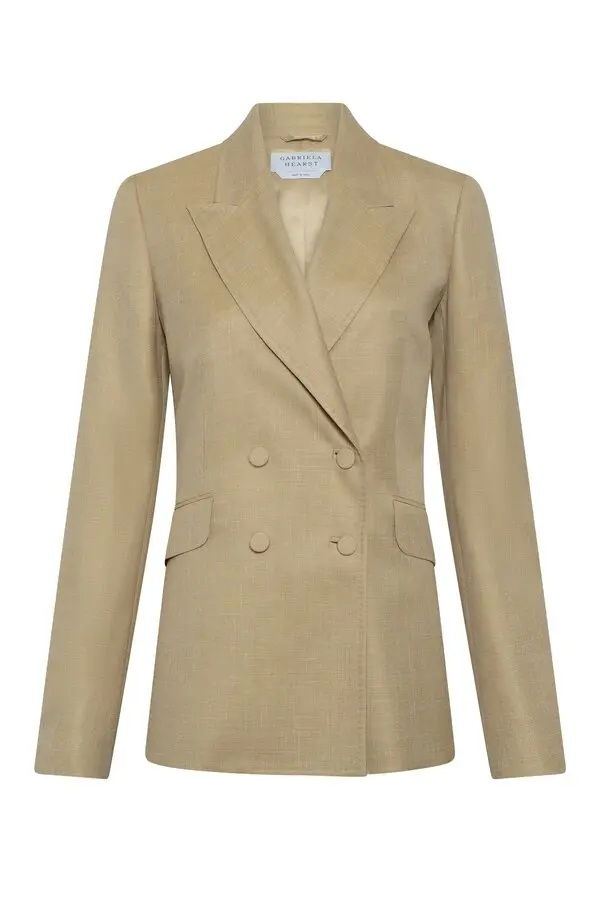 Gabriela Hearst Angela Blazer In Virgin Wool, Silk And Linen - Hay