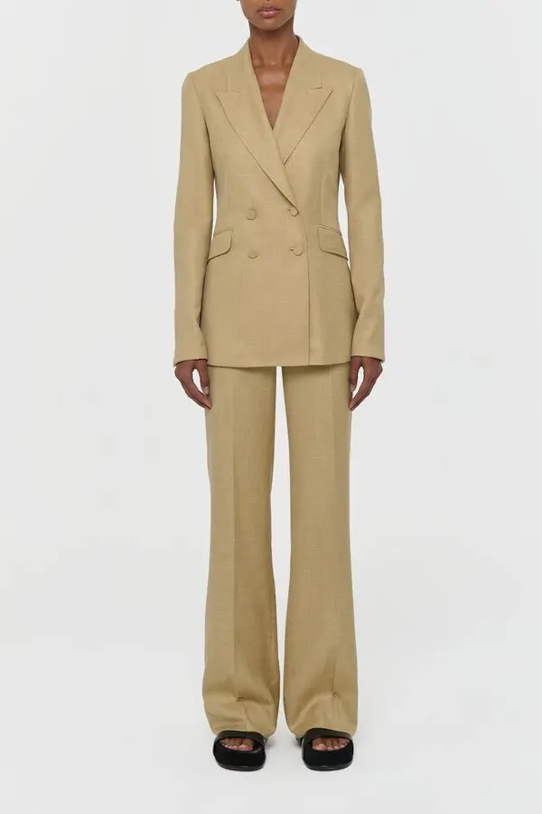 Gabriela Hearst Angela Blazer In Virgin Wool, Silk And Linen - Hay
