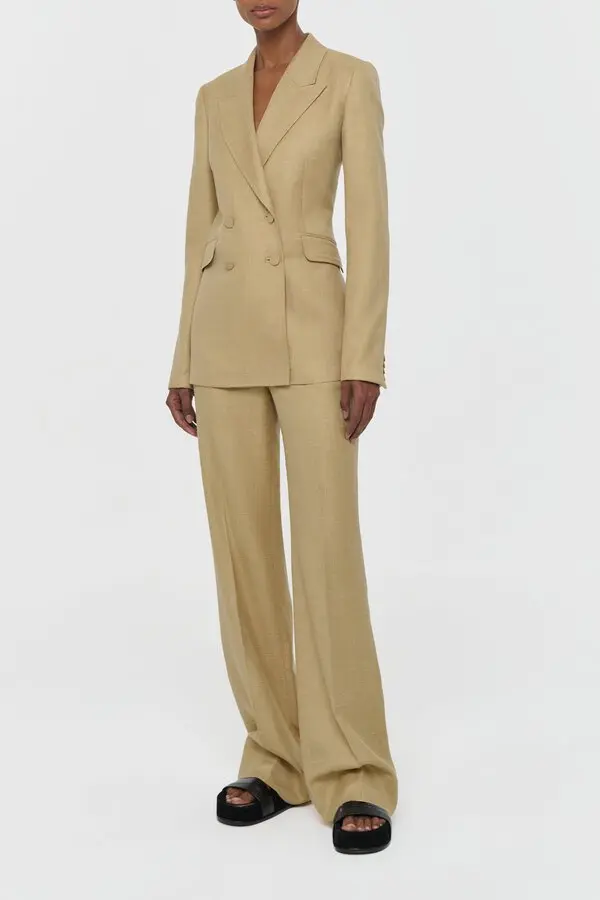 Gabriela Hearst Angela Blazer In Virgin Wool, Silk And Linen - Hay