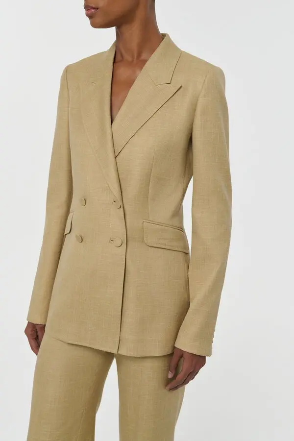 Gabriela Hearst Angela Blazer In Virgin Wool, Silk And Linen - Hay