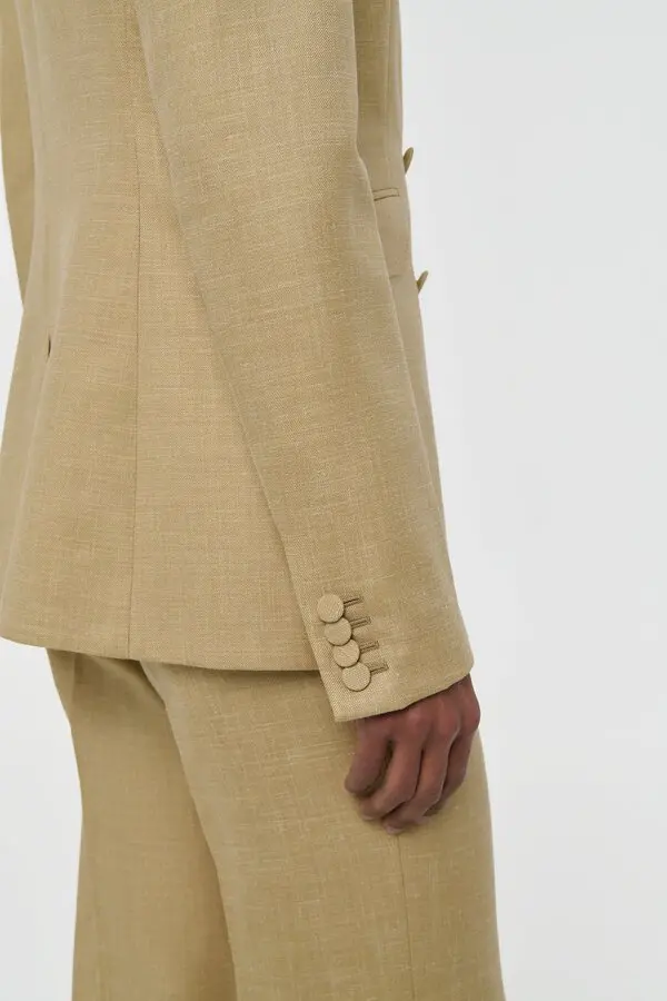 Gabriela Hearst Angela Blazer In Virgin Wool, Silk And Linen - Hay