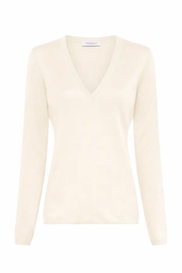 Gabriela Hearst Clementia Knit V-neck Sweater In Cashmere Silk - Off White