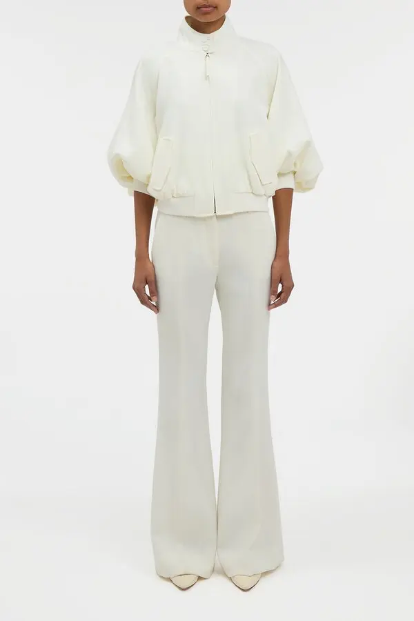 Gabriela Hearst Rhein Flare Pant In Virgin Wool Crepe - Ivory
