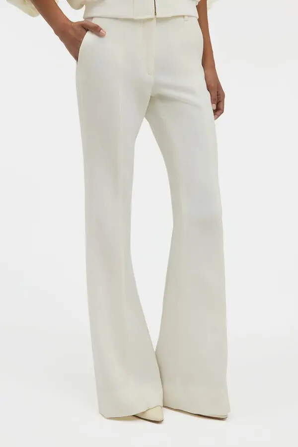Gabriela Hearst Rhein Flare Pant In Virgin Wool Crepe - Ivory