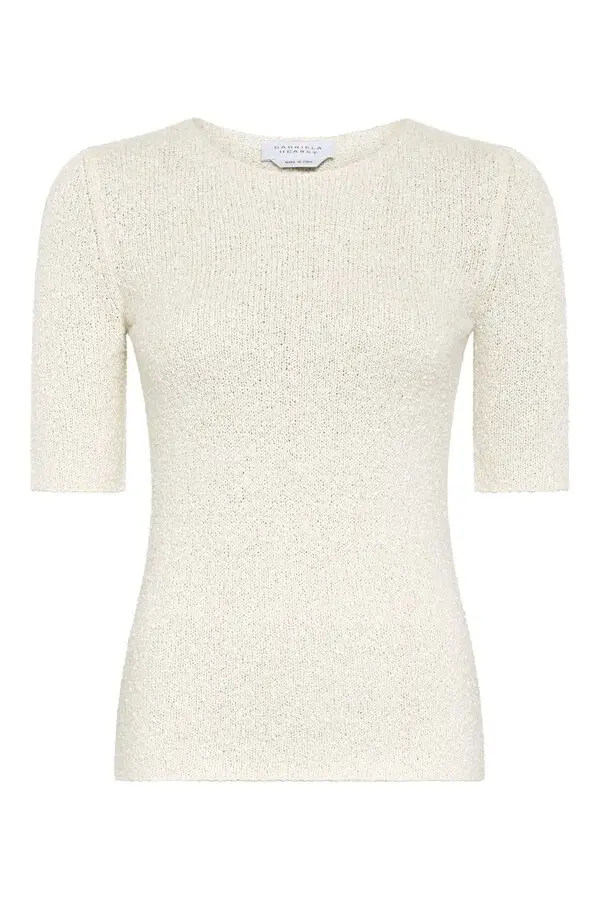Gabriela Hearst Valentia Knit T-shirt In Mulberry Silk - Off White