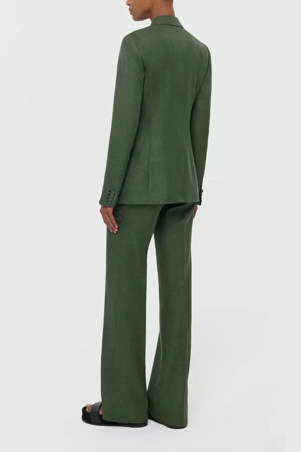 Gabriela Hearst Angela Double-breasted Virgin Wool Silk Linen Blazer - Olive