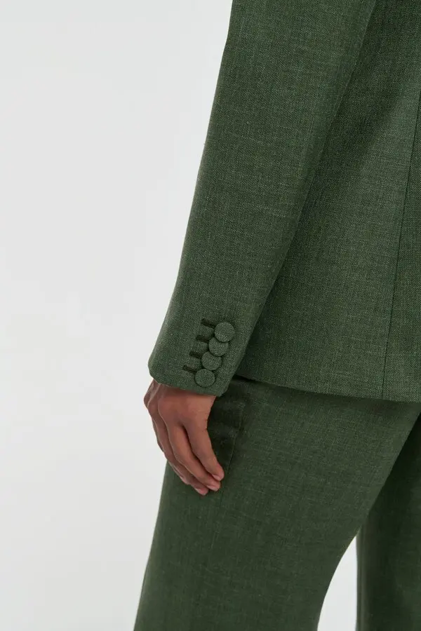 Gabriela Hearst Angela Double-breasted Virgin Wool Silk Linen Blazer - Olive