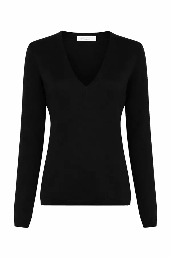 Gabriela Hearst Clementia Knit V-neck Sweater In Cashmere Silk - Black