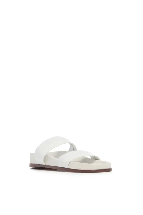 Gabriela Hearst Low Striker Flat Sandal In Snakeskin And Nappa Leather - Ivory