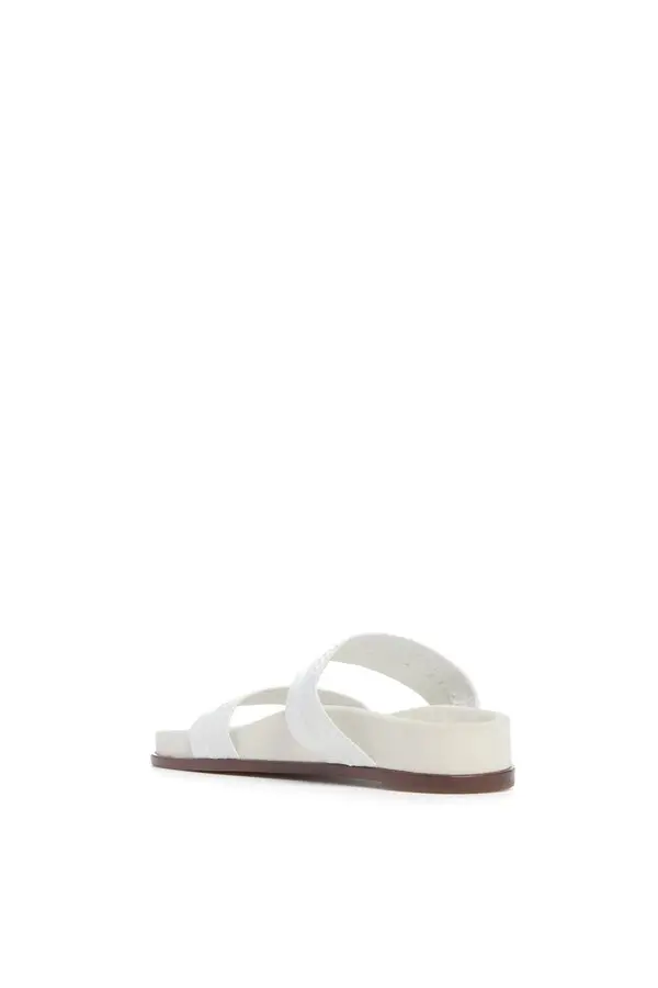 Gabriela Hearst Low Striker Flat Sandal In Snakeskin And Nappa Leather - Ivory