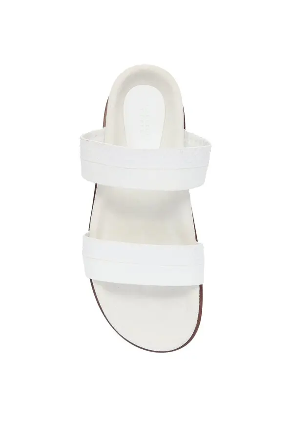 Gabriela Hearst Low Striker Flat Sandal In Snakeskin And Nappa Leather - Ivory
