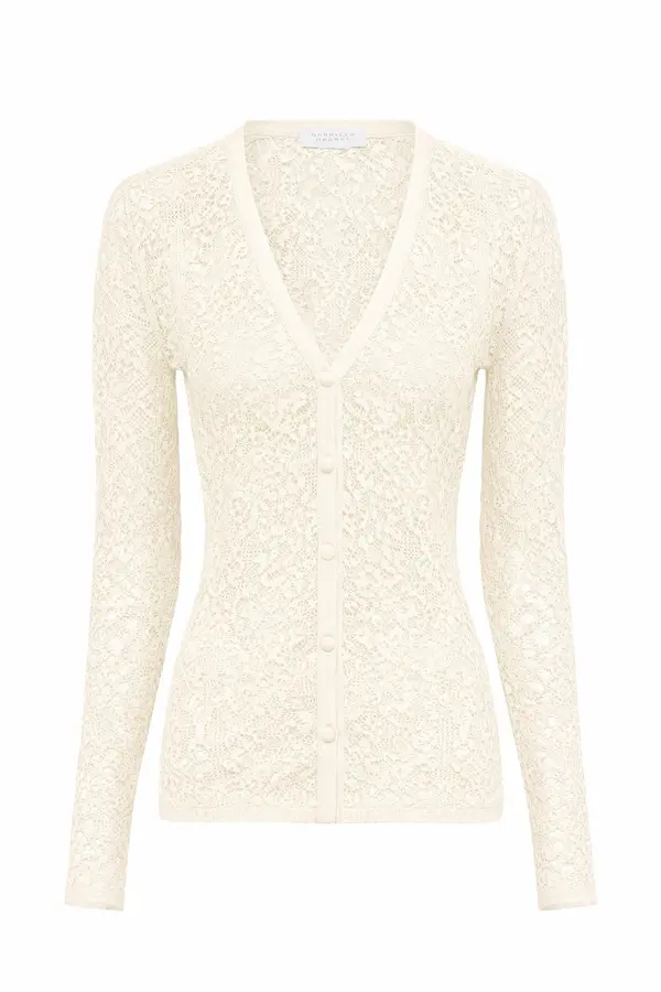 Gabriela Hearst Ultraris Lace Knit Cardigan In Virgin Wool - Off White