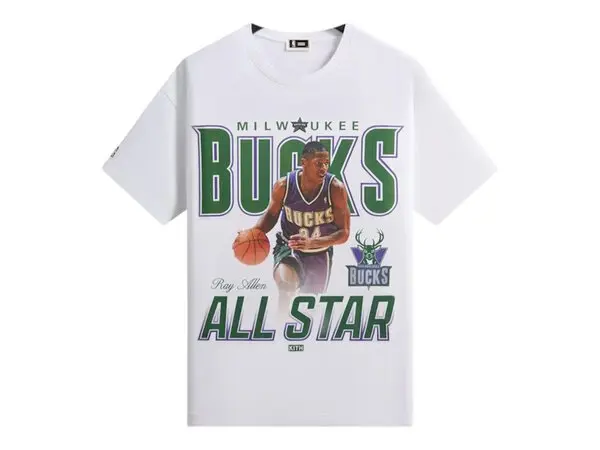 Kith Nba Allstar Milwaukee Bucks Ray Allen Vintage Tee Shirt - White