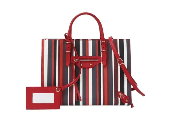 Balenciaga Papier B4 Aj Tote - Striped Red