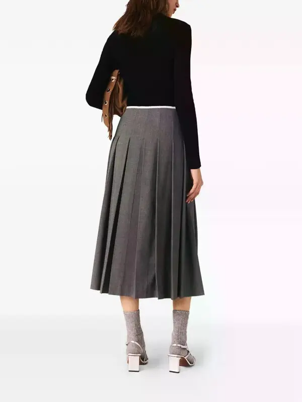 Maje Pleated Buckled Midi Skirt