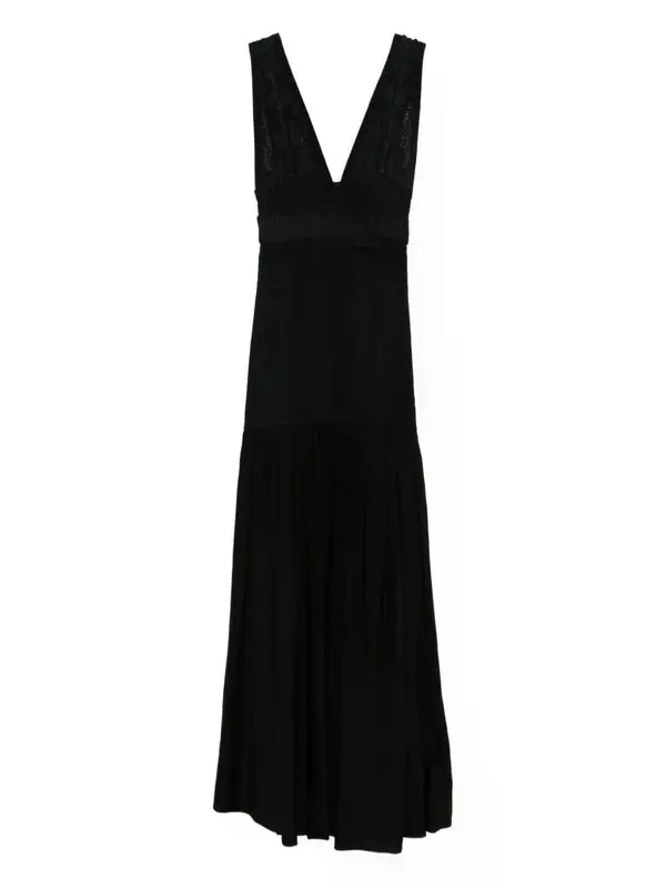 Sandro V-neck Knitted Maxi Dress