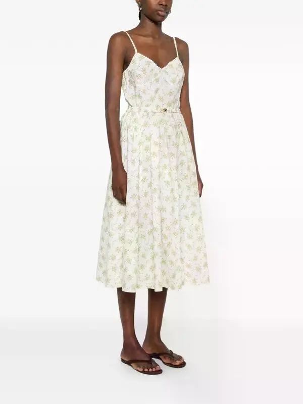 Sandro Floral-print Midi Dress - Neutrals