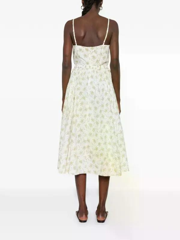 Sandro Floral-print Midi Dress - Neutrals