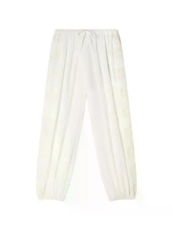 Sandro Crinkled Lace Insert Balloon Pants - White