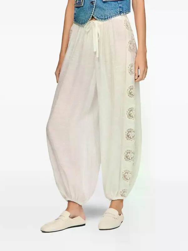 Sandro Crinkled Lace Insert Balloon Pants