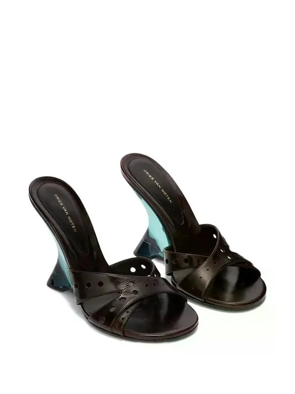 Dries Van Noten Open-toe Leather Wedge Sandals - Brown