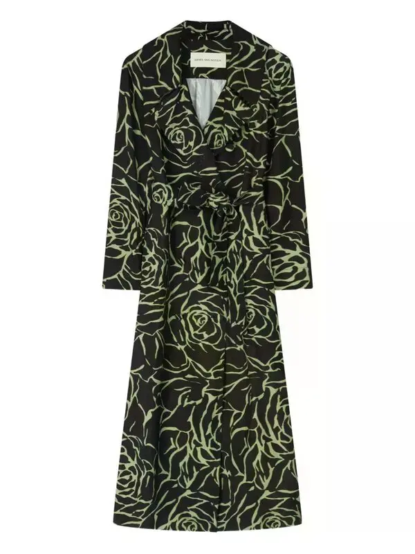 Dries Van Noten Floral-print Coat - Black
