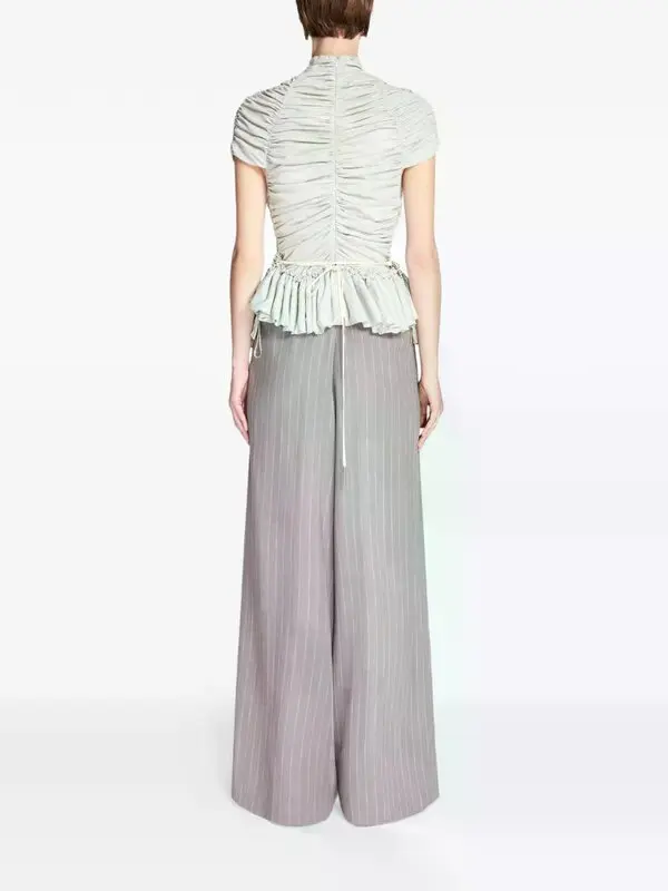 Dries Van Noten Pinstripe Pleated Wide Leg Trousers
