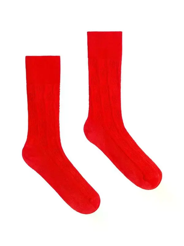 Dries Van Noten Textured Cotton Socks - Red