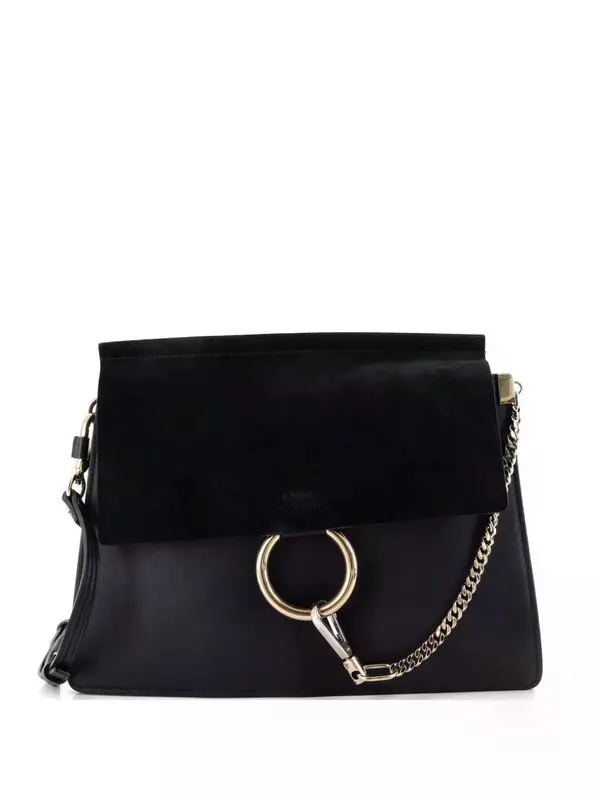 Chloé Faye Leather And Suede Medium Shoulder Bag - Black