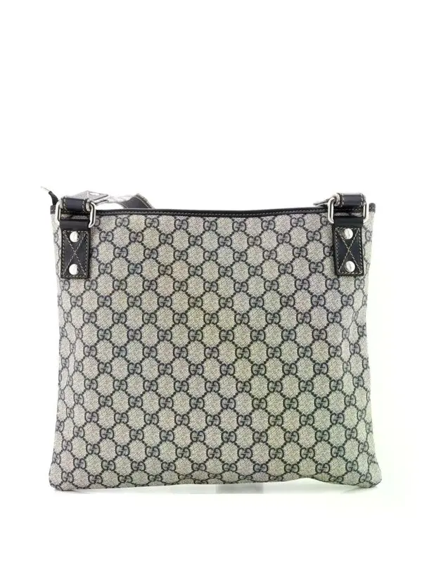 Gucci Web Loop Flat Messenger Gg Coated Canvas Large Crossbody Bag - Blue