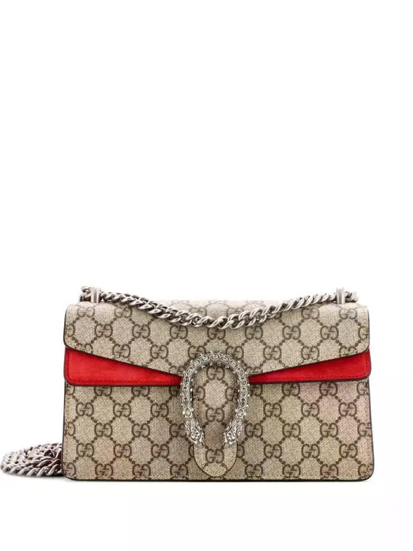Gucci Dionysus Bag Gg Coated Canvas With Crystal Embellished Metal Small Shoulder Bag - Brown