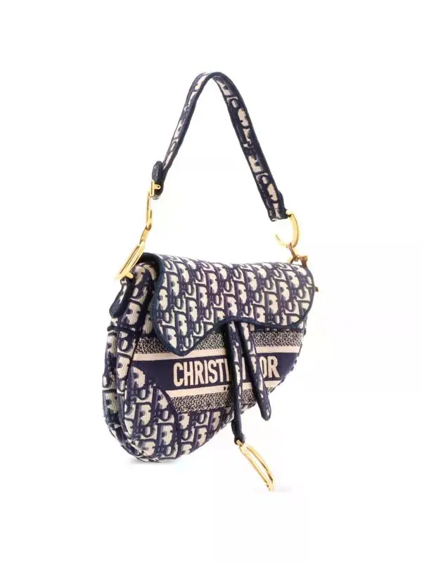 Dior Saddle Handbag Oblique Canvas Medium Shoulder Bag - Blue