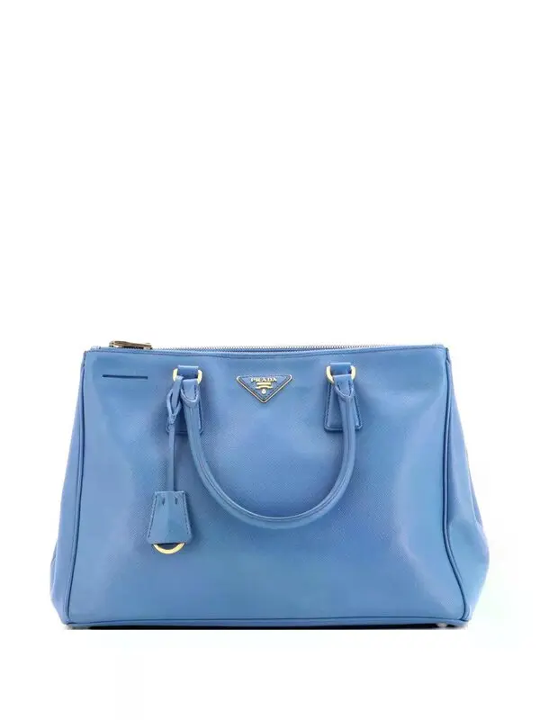 Prada Double Zip Lux Saffiano Leather Medium Tote Bag - Blue
