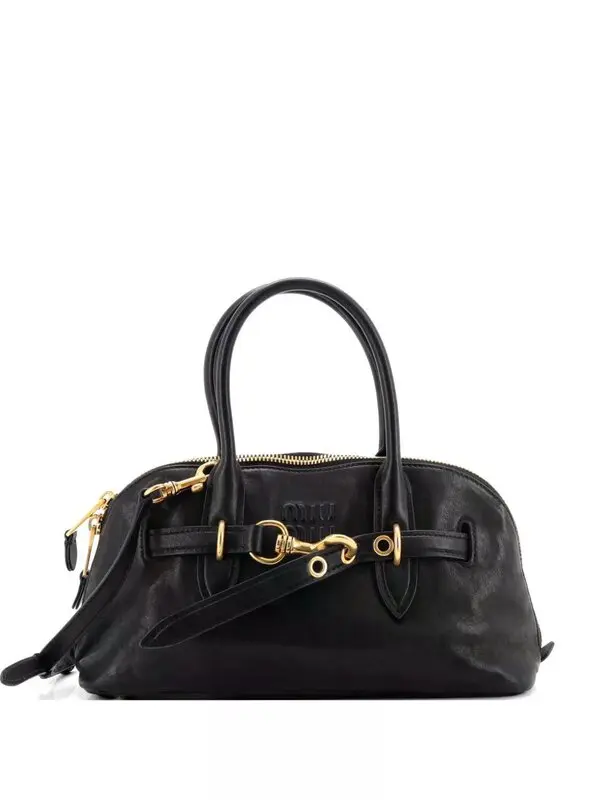Miu Miu Aventure Top Handle Bag Leather Regular Satchel - Black